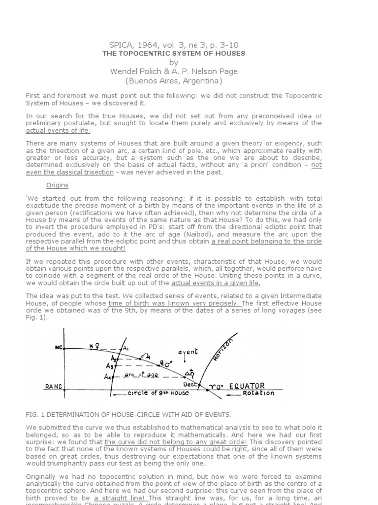 The Topocentric System of Houses | PDF | Horizon | Rotation Around A ...