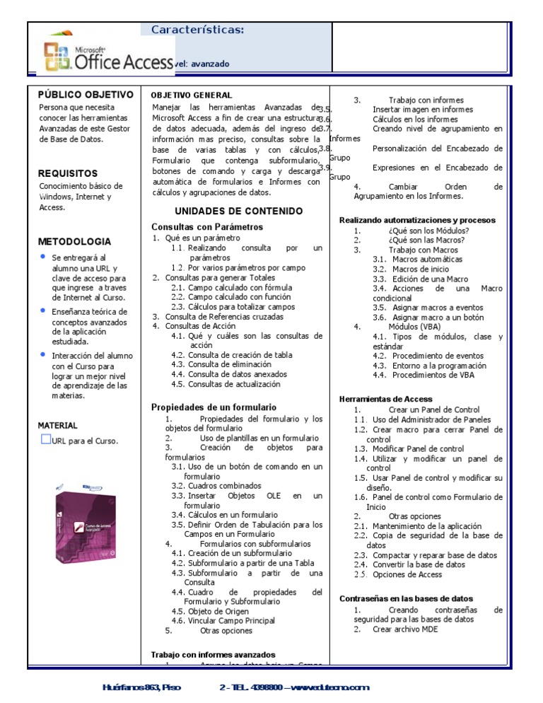 Temario Access Avanzado E-Learning | PDF | Macro (informática ...
