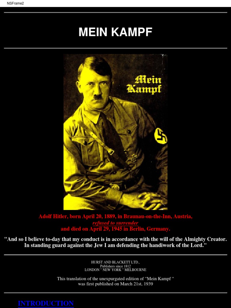 Adolf Hitler - Mein Kampf | PDF | Nazi Germany | Adolf Hitler