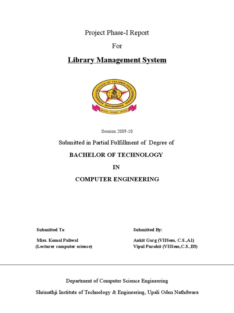 Library Management System: Project Phase-I Report For | PDF ...