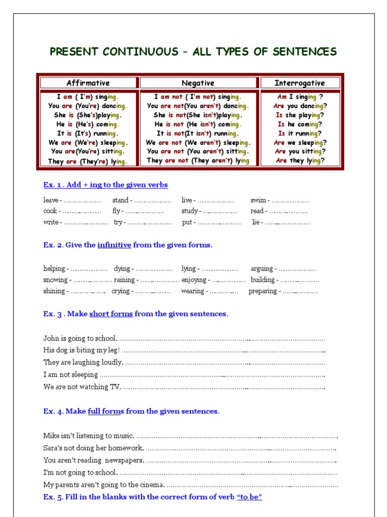 Present Continuous Part I | PDF