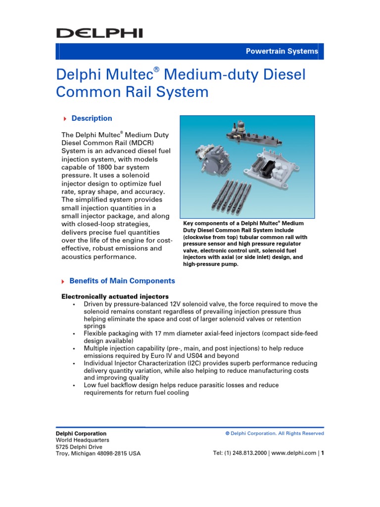 Delphi Common Rail Diesel System PDF | PDF | Fuel Injection | Diesel Engine