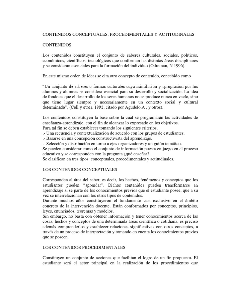 Contenidos Conceptuales | PDF | Actitud (psicología) | Aprendizaje