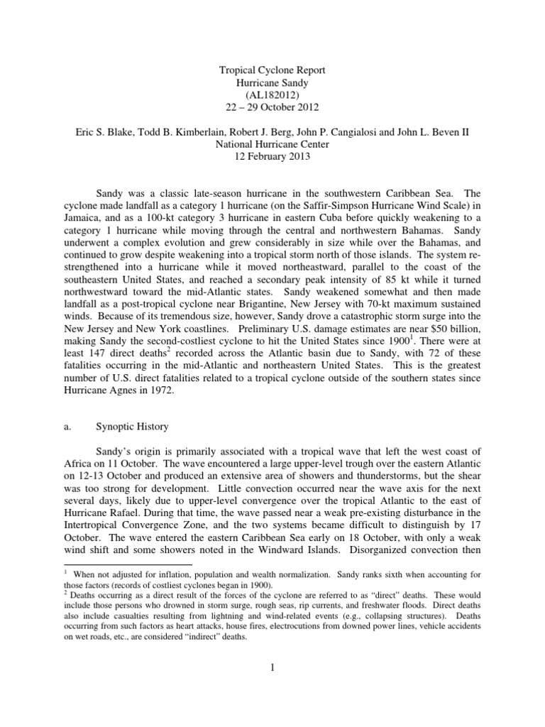 Tropical Cyclone Report Hurricane Sandy | Hurricane Sandy | Tropical ...