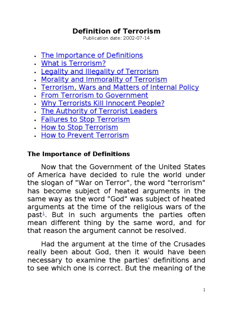 Definition of Terrorism | PDF | Crime & Violence | Crime Thriller