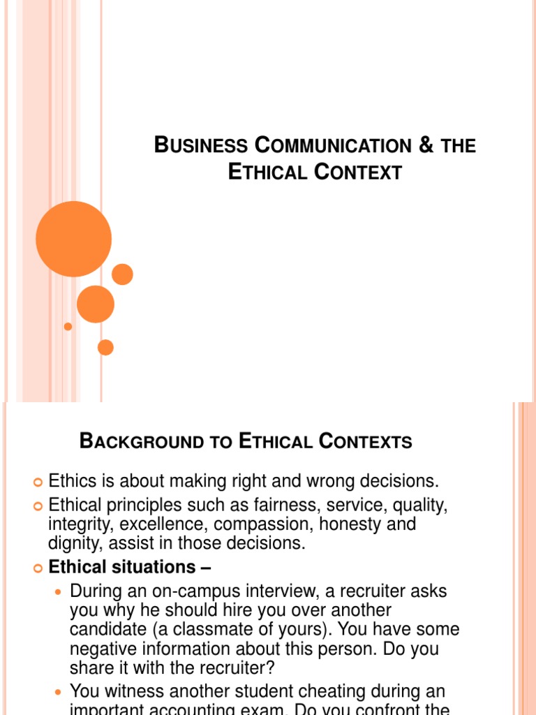 BCS 1.6 BC & Ethical Context | PDF | Nonverbal Communication ...
