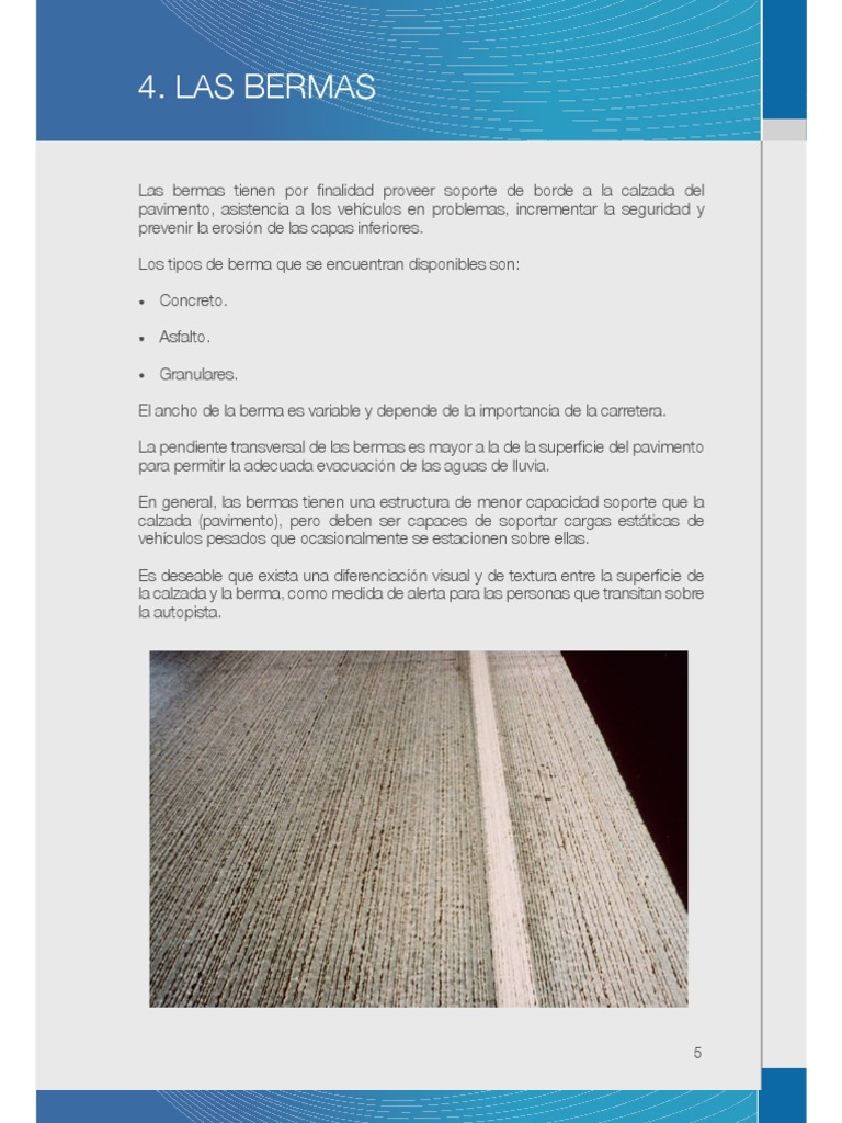 Diseño de Bermas y Drenaje Vial | PDF | Fundación (Ingeniería) | Eje