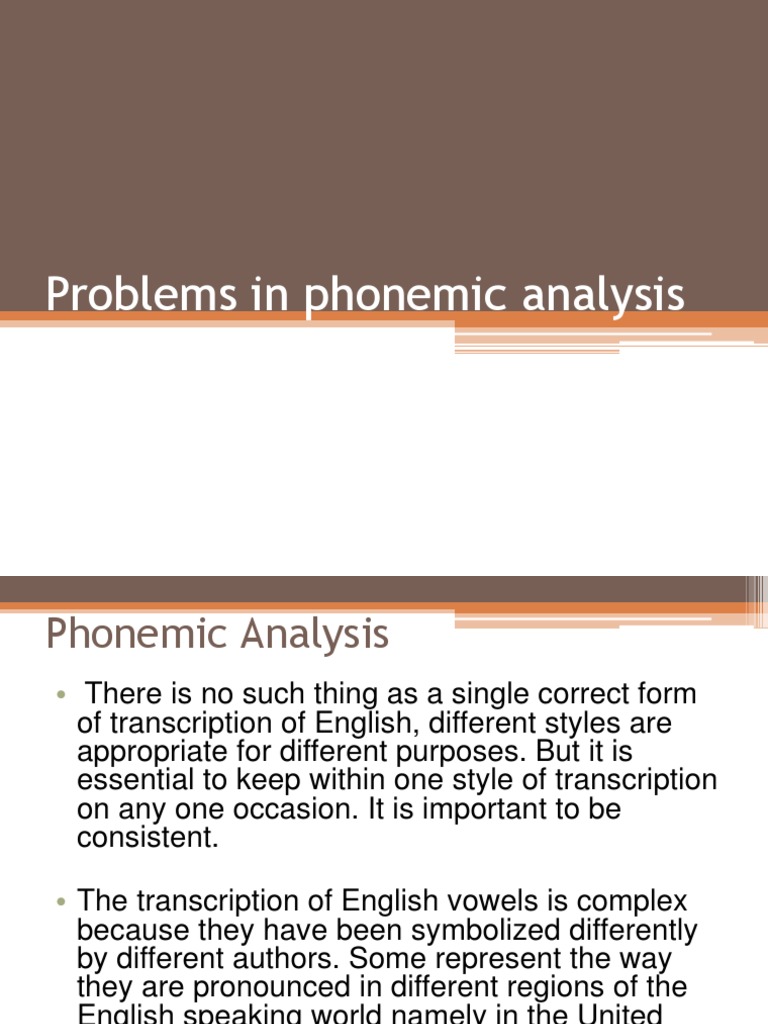 Problems in Phonemic Analysis | Syllable | Phonology