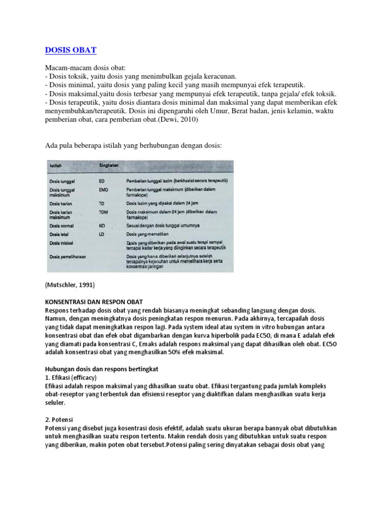 Dosis Obat: Tipe, Efikasi, dan Indeks Terapi | PDF | Pengembangan Diri