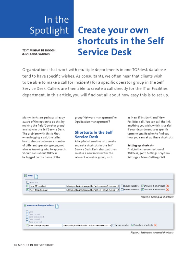 Create Your Own Shortcuts in The Self Service Desk | PDF | System ...