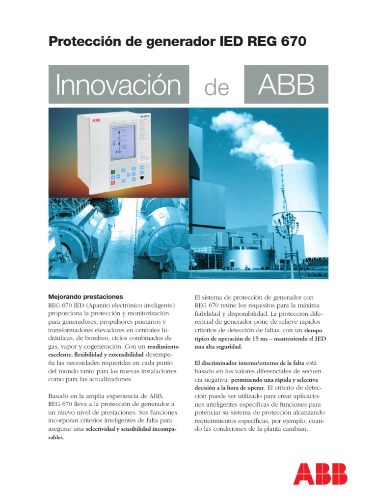 1MRK502022-SES Es Proteccion de Generador IED REG 670 | PDF | Transformador | Generador eléctrico