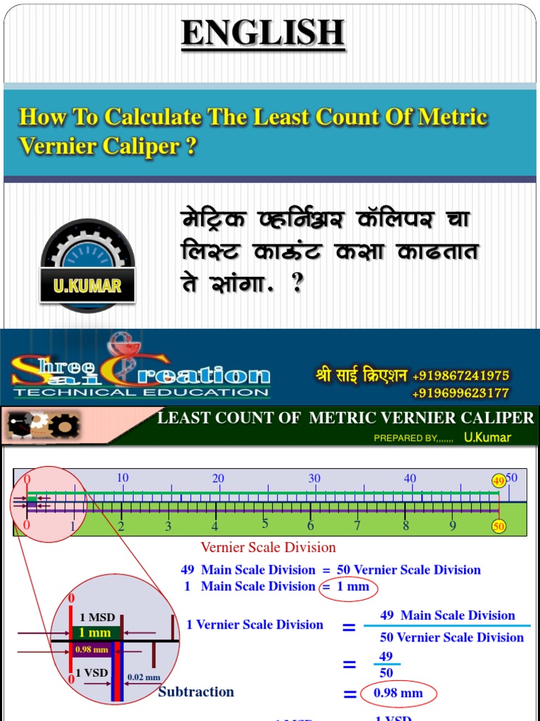 Least Count of Metric Vernier Caliper (English) | PDF Least Count of Metric Vernier Caliper (English) | PDF