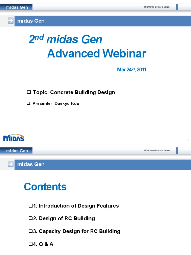 MIDAS Gen: RC Building Design Webinar | PDF | Beam (Structure) | Solid ...