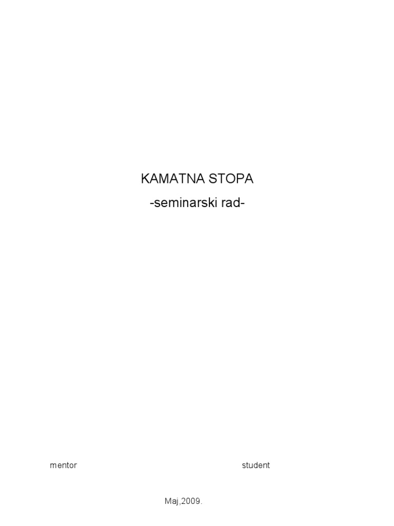 Kamatna Stopa | PDF