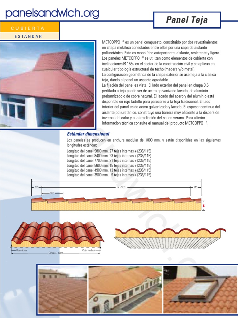 Panel Sandwich Teja | PDF | Aislamiento térmico | Aluminio