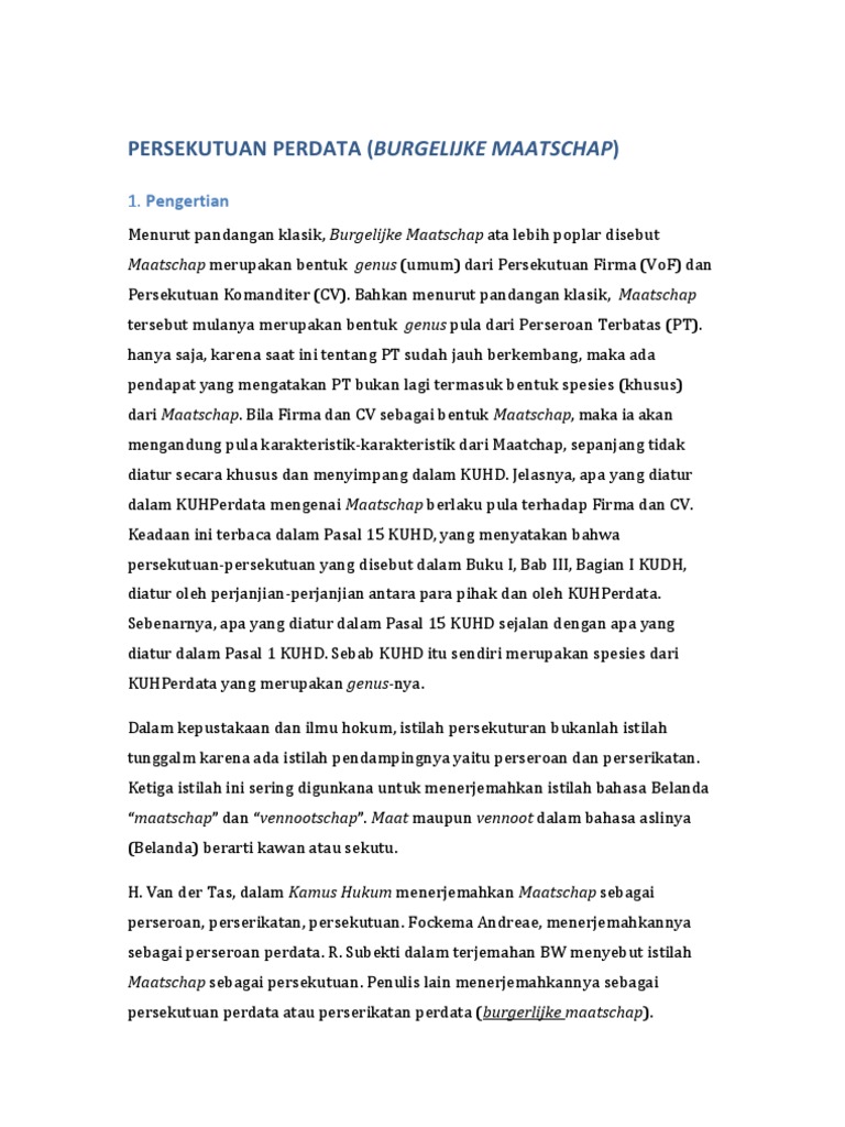 Persekutuan Perdata | PDF