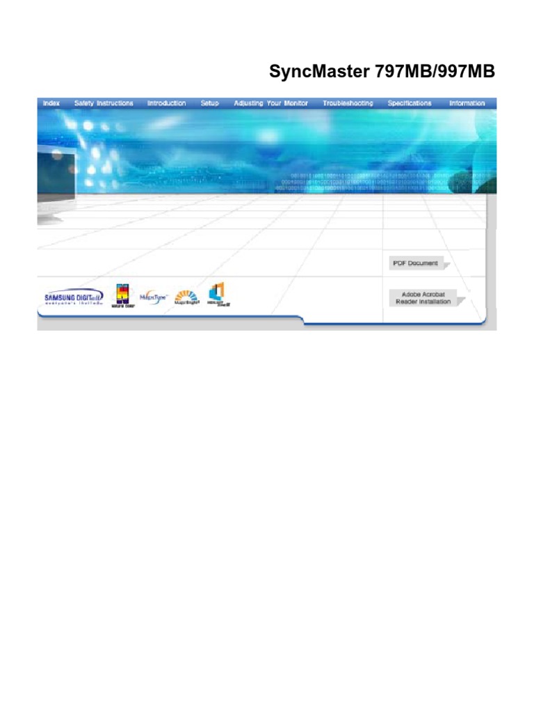 Monitor Samsung SyncMaster 997MB Manual Eng | PDF | Installation (Computer Programs) | Computer ...