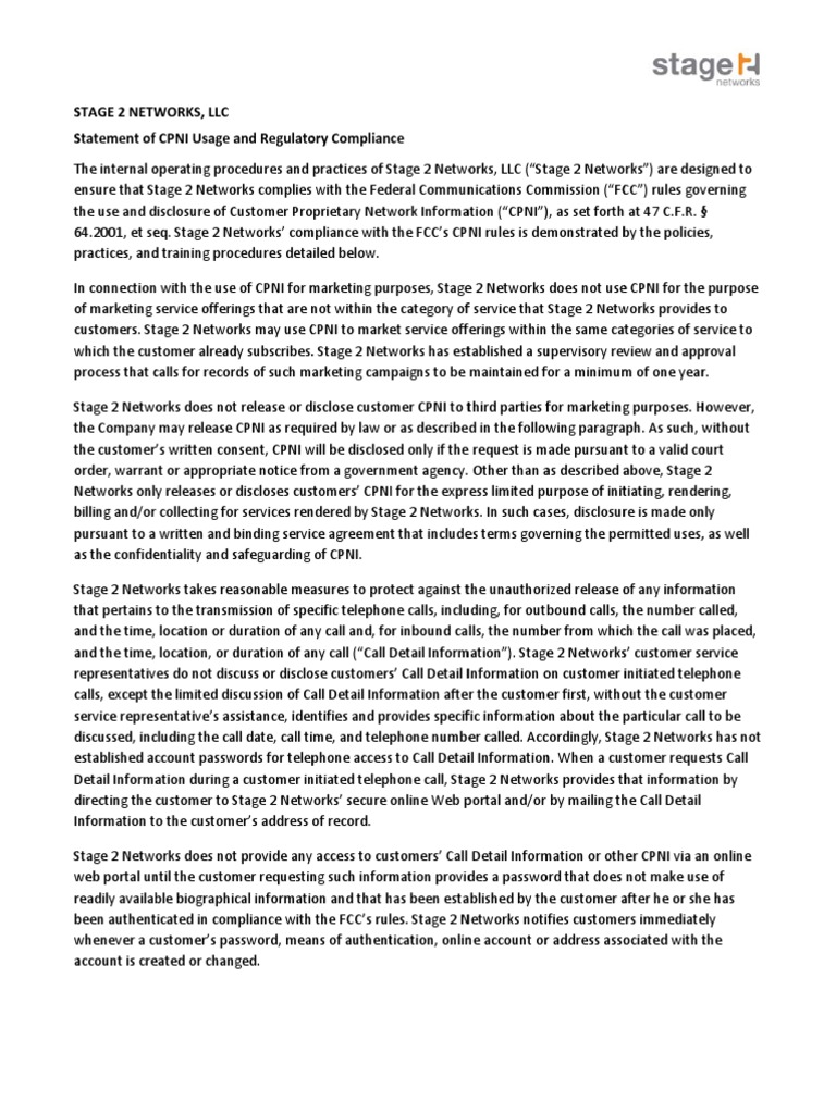 CPNI Form | PDF | Computing And Information Technology | Business