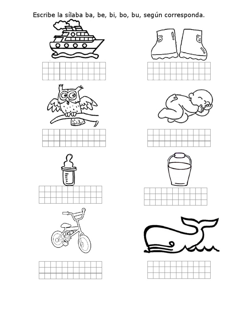 Actividades con sílabas ba be bi bo bu | PDF | Artes del Lenguaje y ...