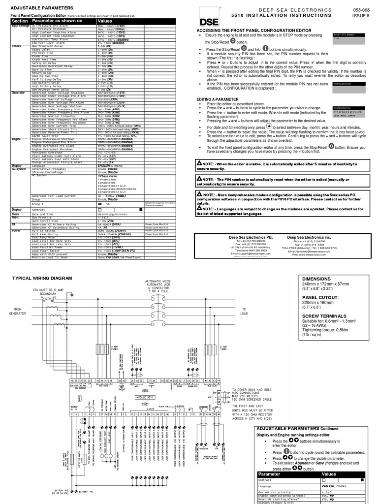 Dse5510 Installation Inst | PDF | Electric Generator | Battery ...