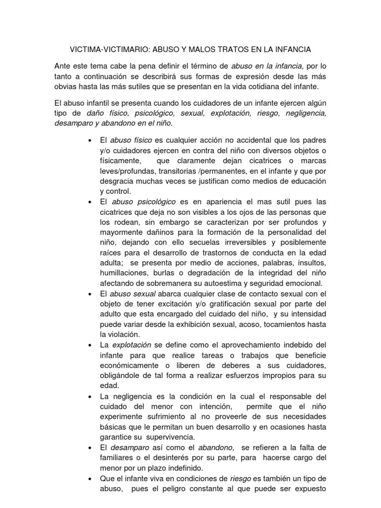 Victima y Victimario | PDF | Adultos | Abuso infantil