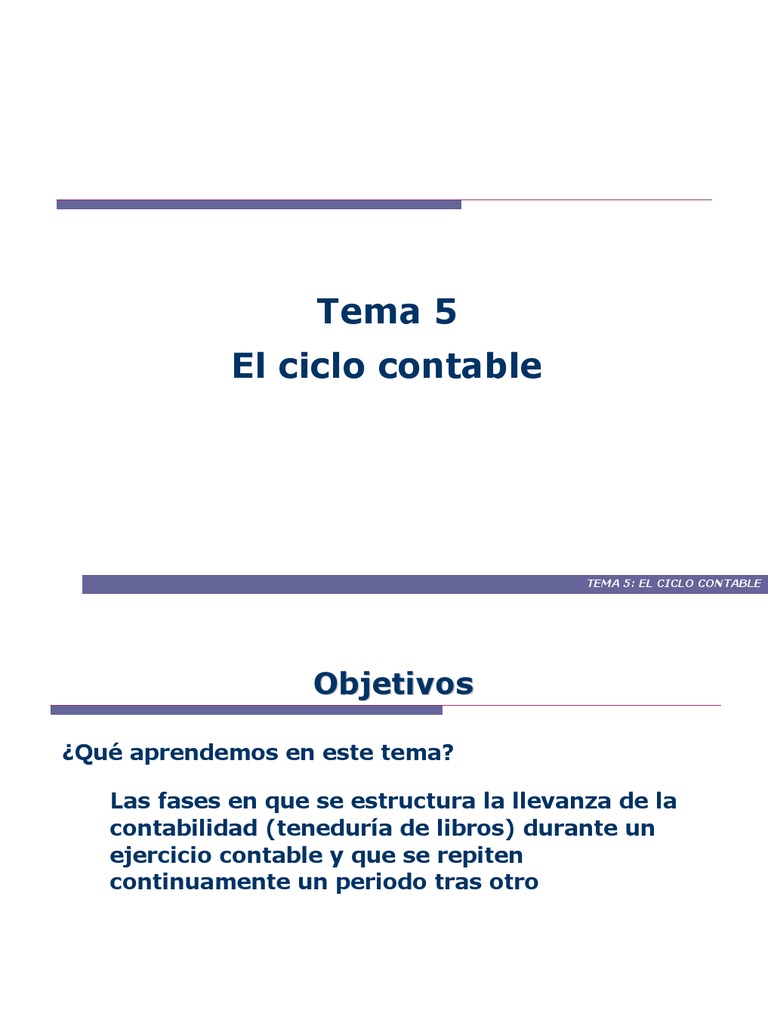 Tema 5. El Ciclo Contable | PDF | Devengo | Contabilidad