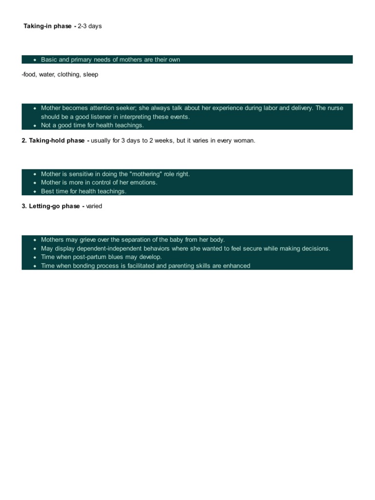 Postpartum Phases for New Moms | PDF