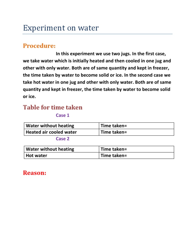 Water Freezing Experiment | PDF