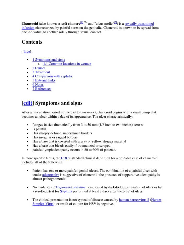 A Painful Sore: Symptoms, Causes, and Treatment of Chancroid | PDF ...