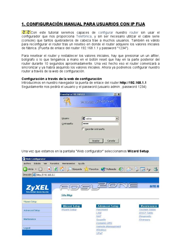 Comfiguracion de Router de Internet | PDF | Dirección IP | Enrutador (Computación)