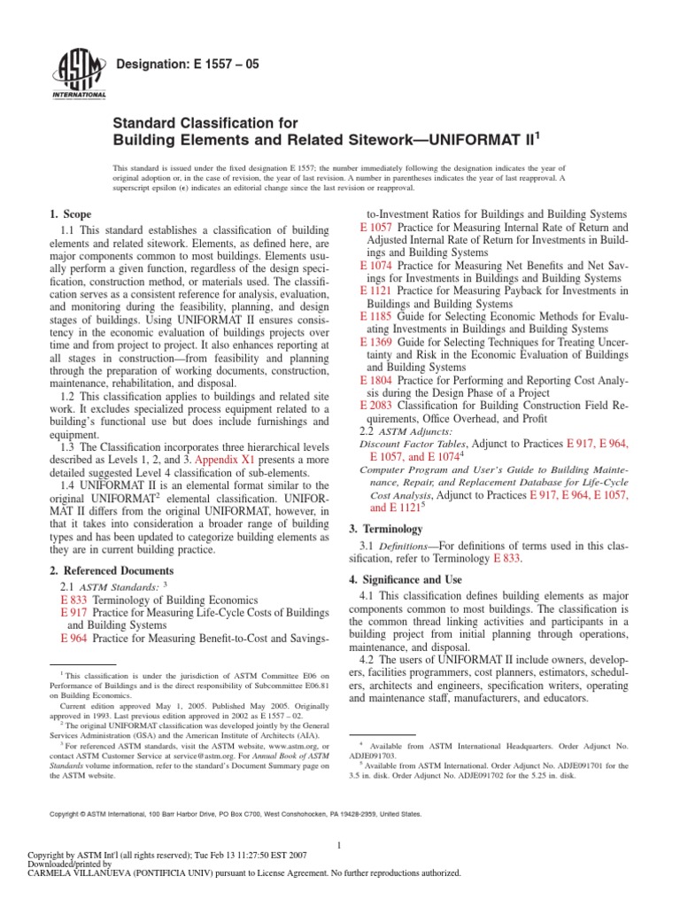 A 1 1 E1557 05 Uniformat II | PDF | Deep Foundation | Hvac