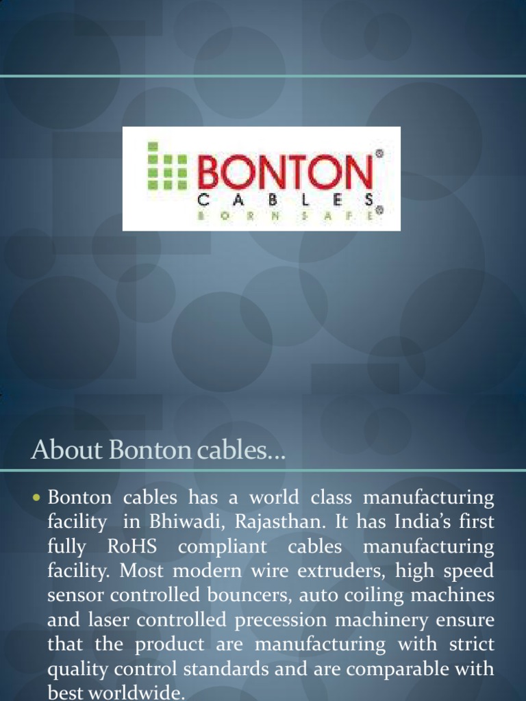 PPTs ON BONTON CABLES | PDF | Cable | Telephone