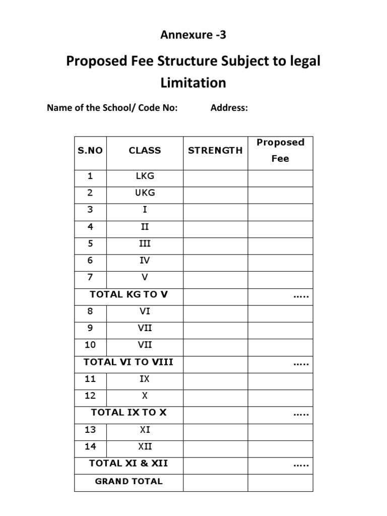 Proposed Fee Structure Subject To Legal Limitation | PDF