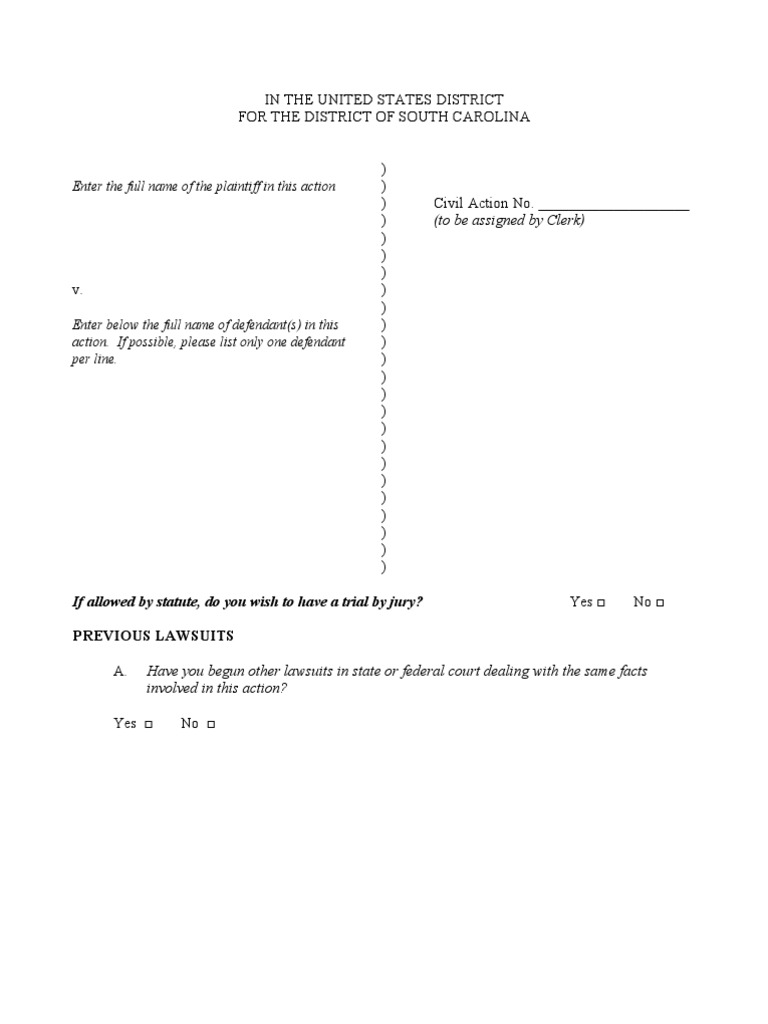 Non Prisoner Complaint (Word) | PDF | Defendant | Lawsuit