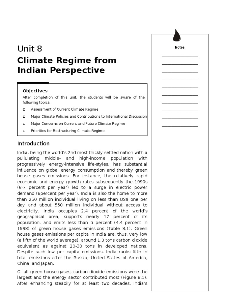 Unit 8: Climate Regime From Indian Perspective | PDF | Clean ...