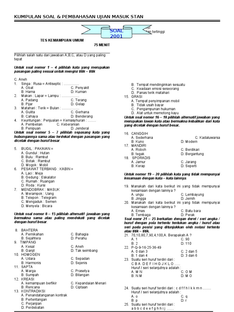 Soal Soal Stan | PDF