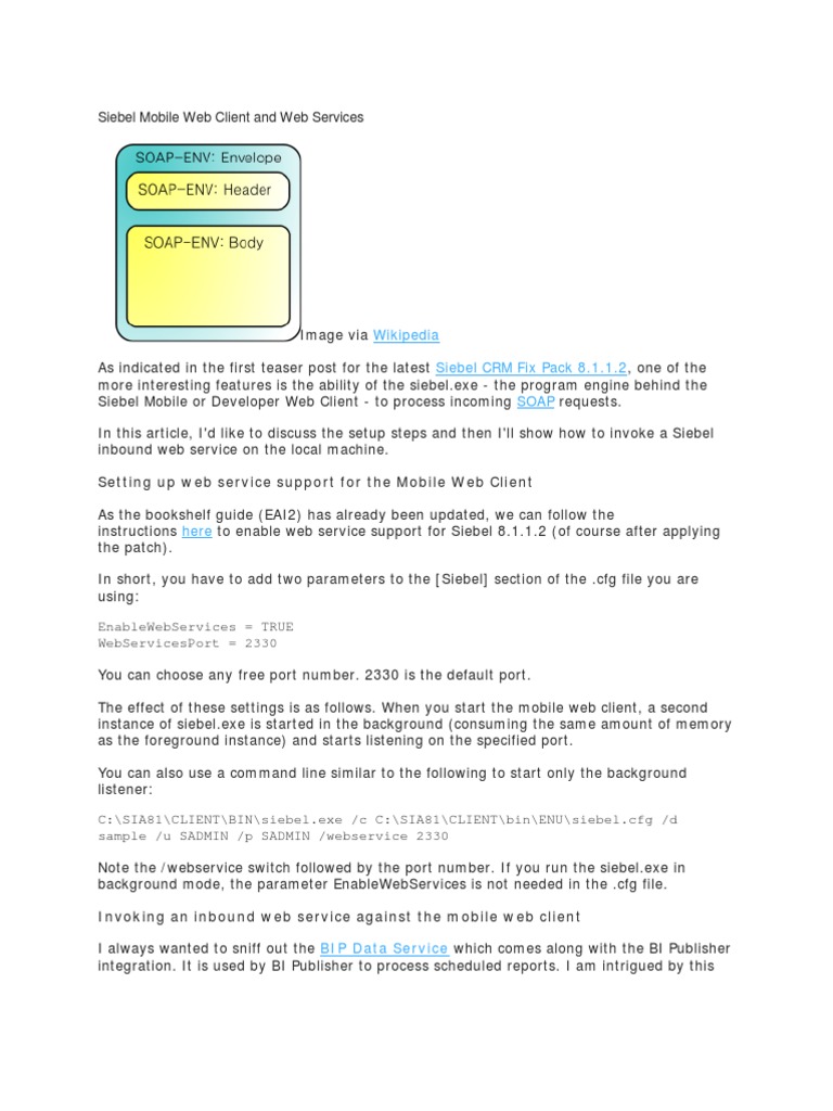 Siebel Mobile Web Client And Web Services Pdf Web Service Parameter Computer Programming