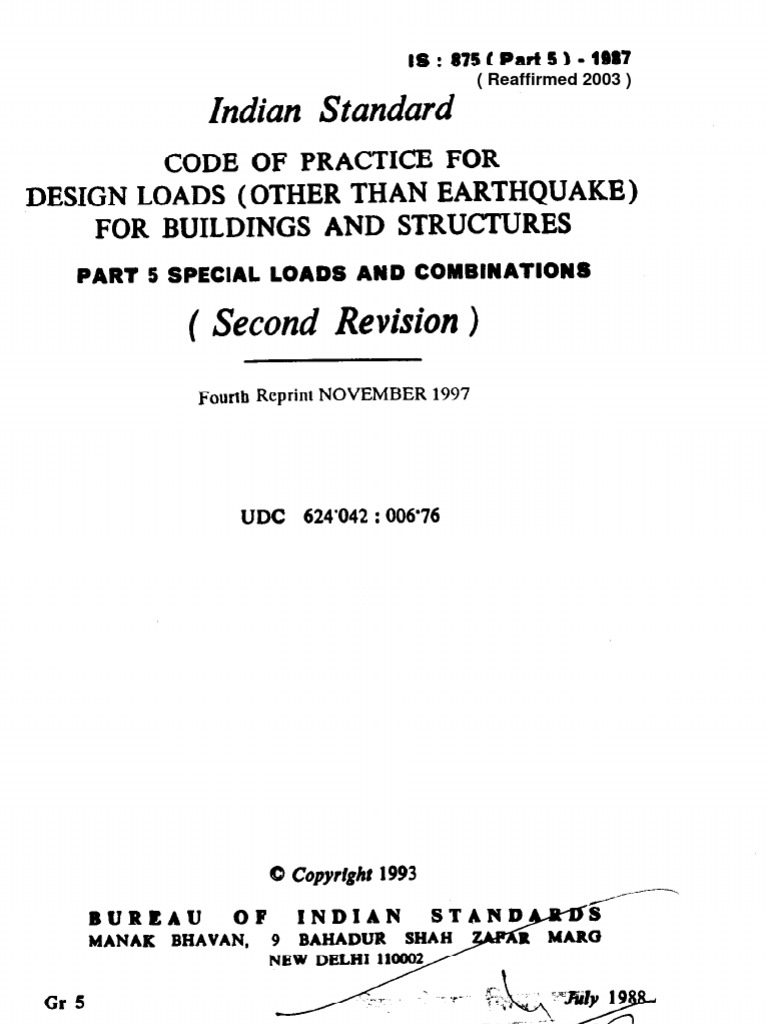 IS 875 (Part 5) | PDF | Fatigue (Material) | Structural Load