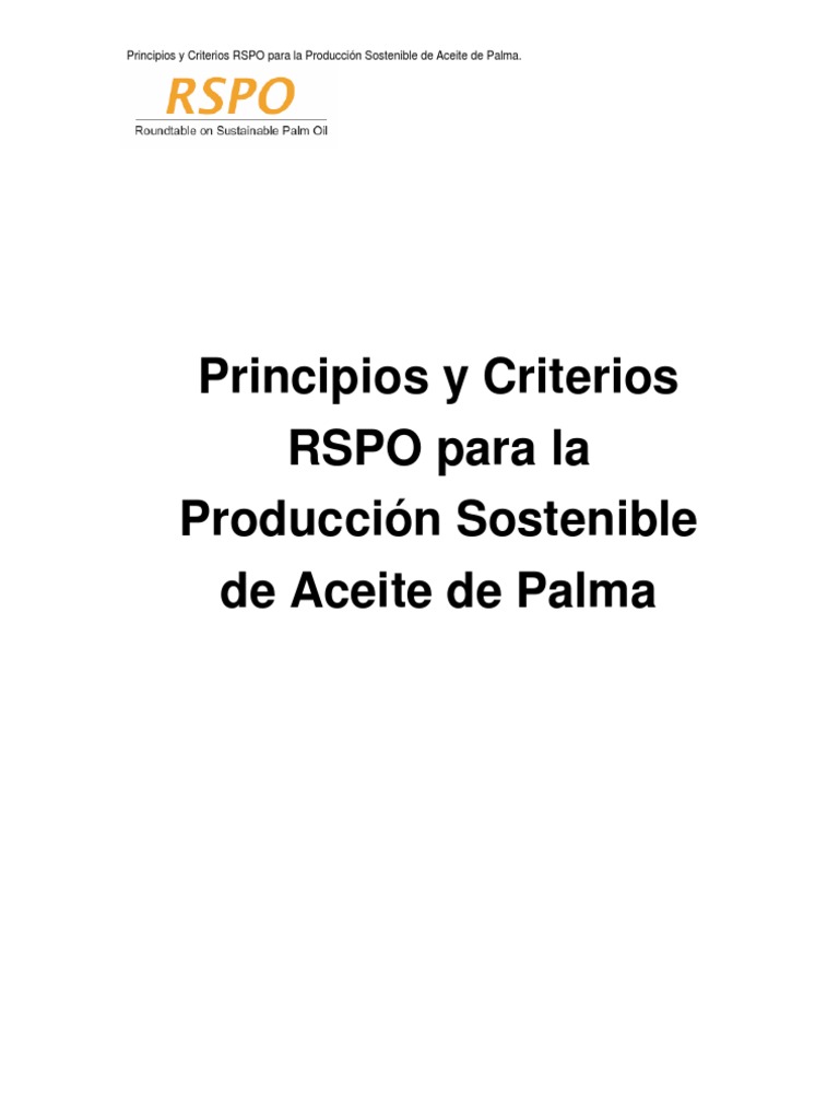Principios Criterios RSPO-Fedepalma | PDF | Pesticida | Residuos