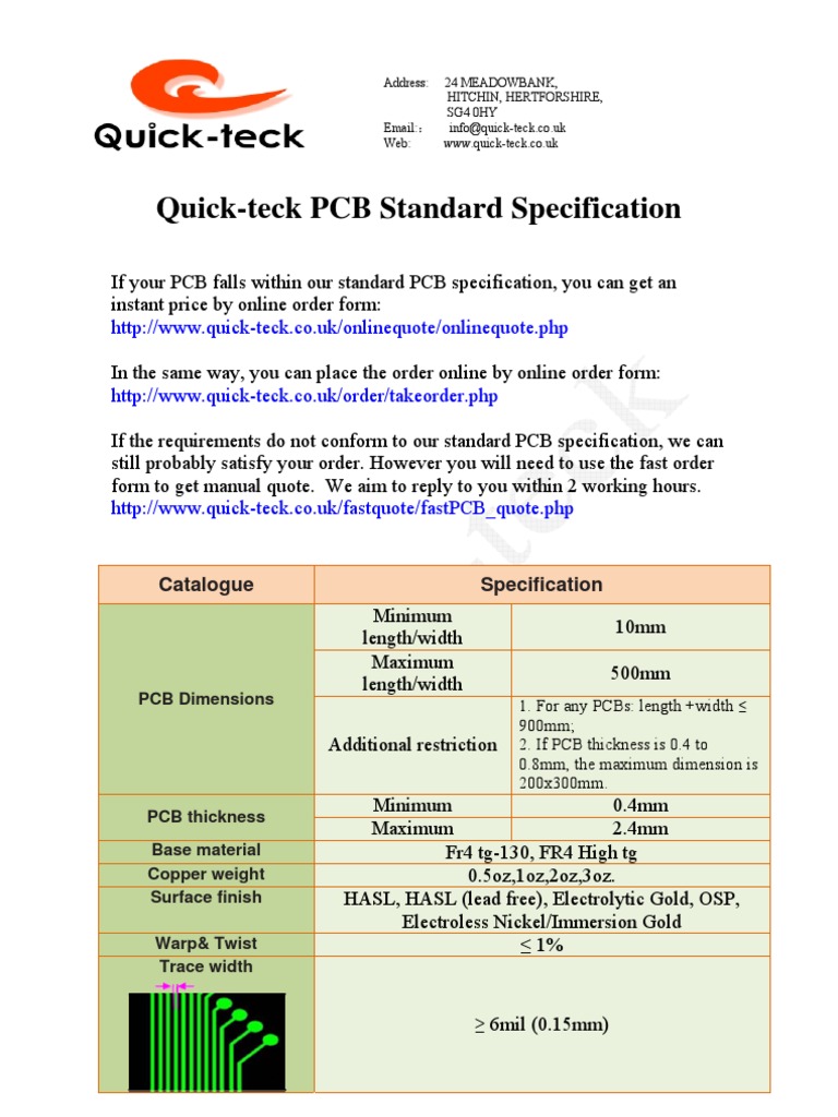 Quick-Teck PCB Standard Specification (Design For Manufacturing) | PDF ...