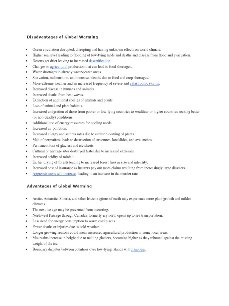 Disadvantages of Global Warming | PDF | Global Warming | Climate Change