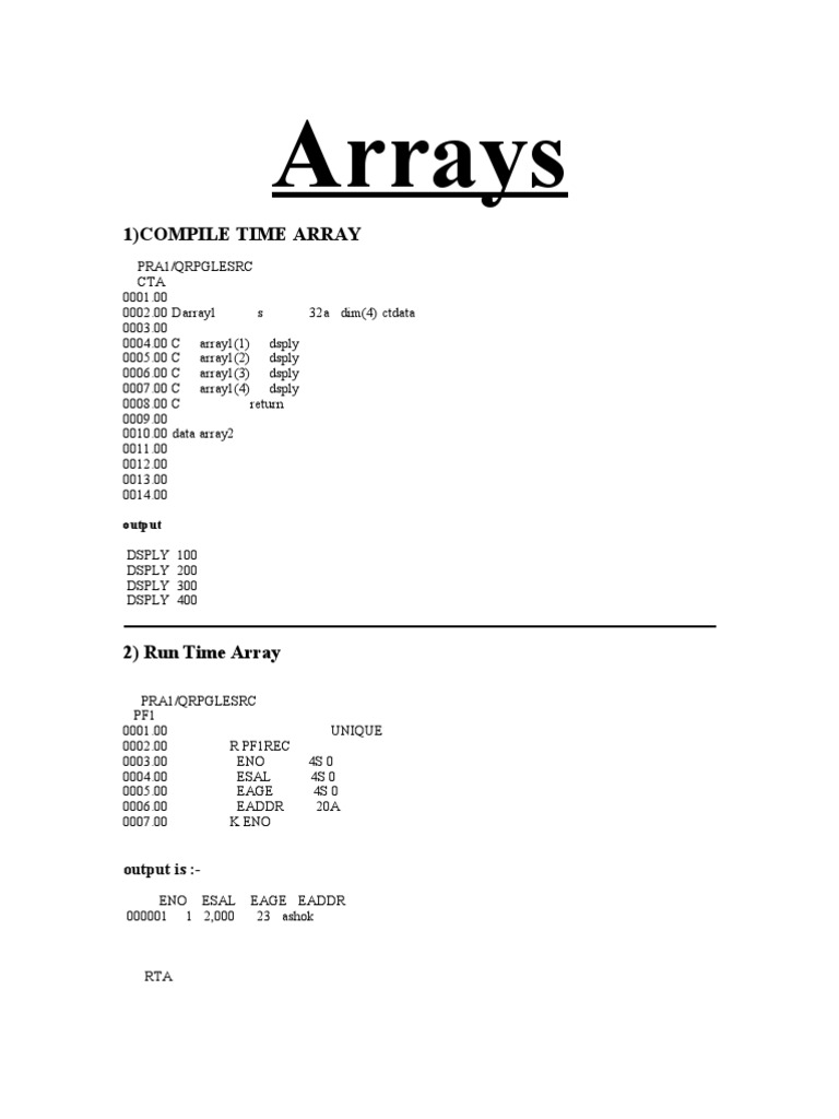 Arrays in As400 | PDF | Technology & Engineering