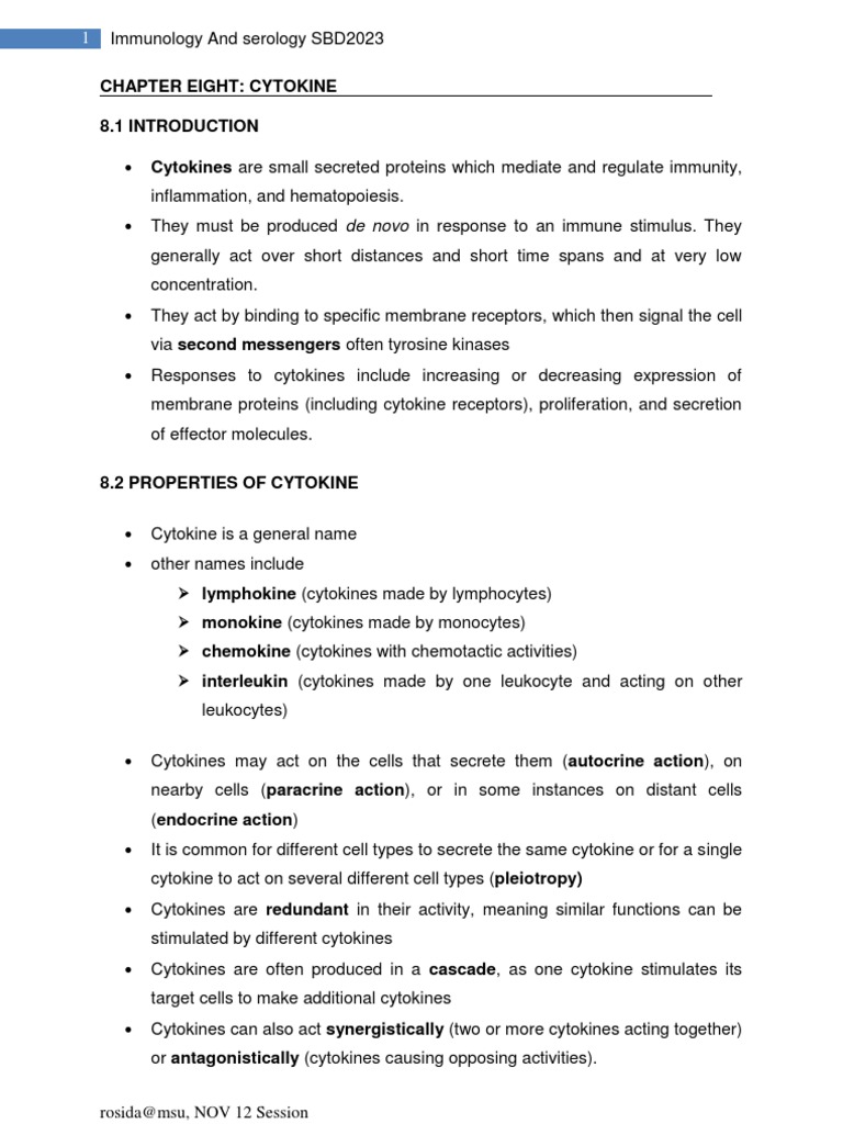 An In-Depth Look at Cytokines: Their Properties, Activities, Receptors ...