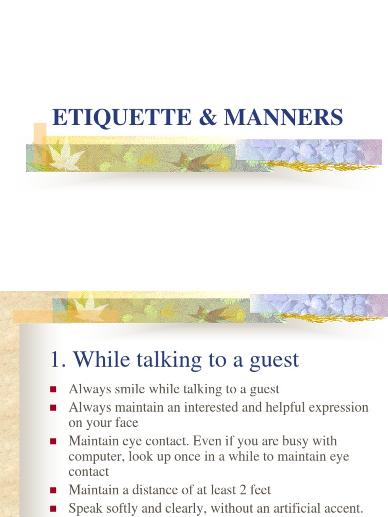 Etiquette Manners | Etiquette