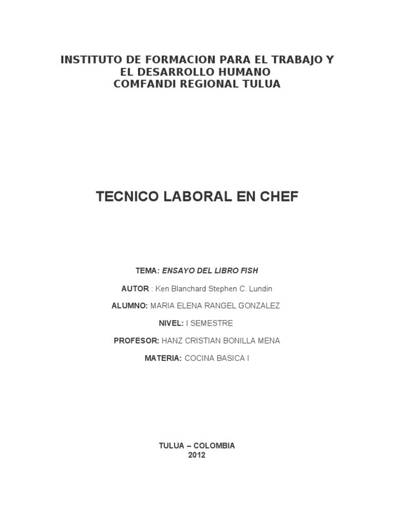 Ensayo Libro Fish | PDF | Motivación | Motivacional