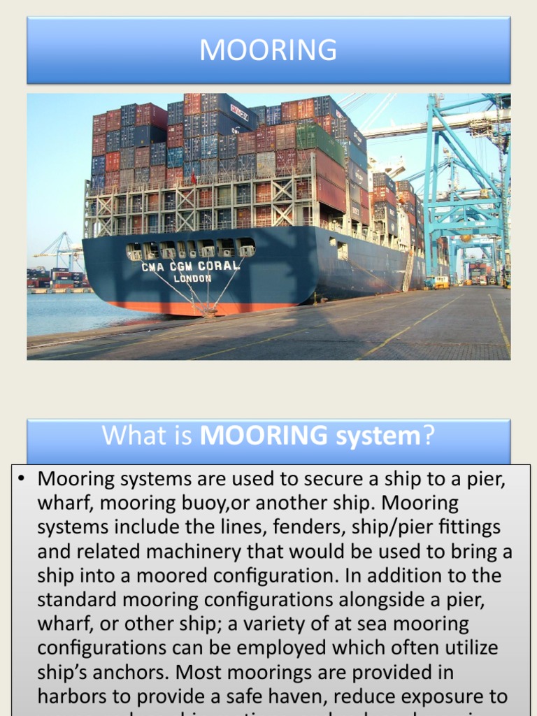 Mooring Presentation | PDF | Pier | Ships