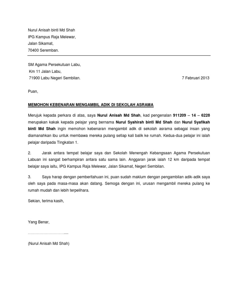 Contoh Surat Rasmi | PDF