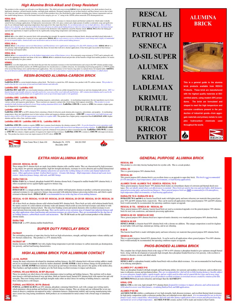 Alumina Brick RESCO | PDF | Aluminium Oxide | Refractory