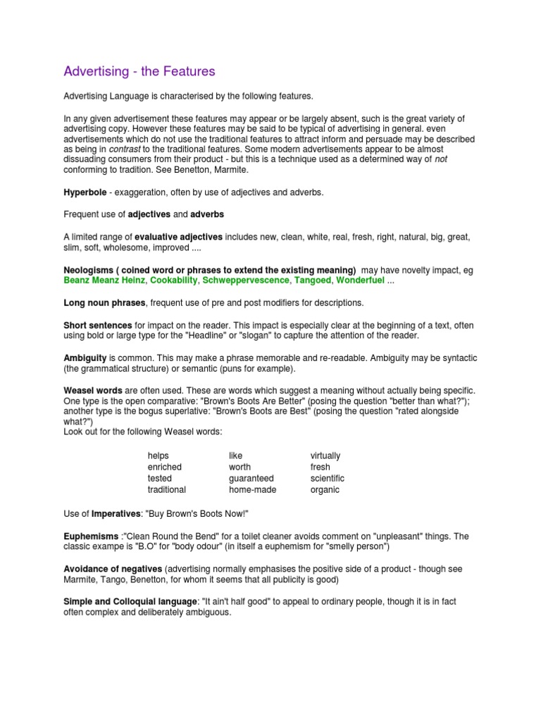 Advertising | Adjective | Adverb