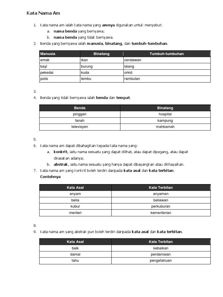 BM Kata Nama Am | PDF